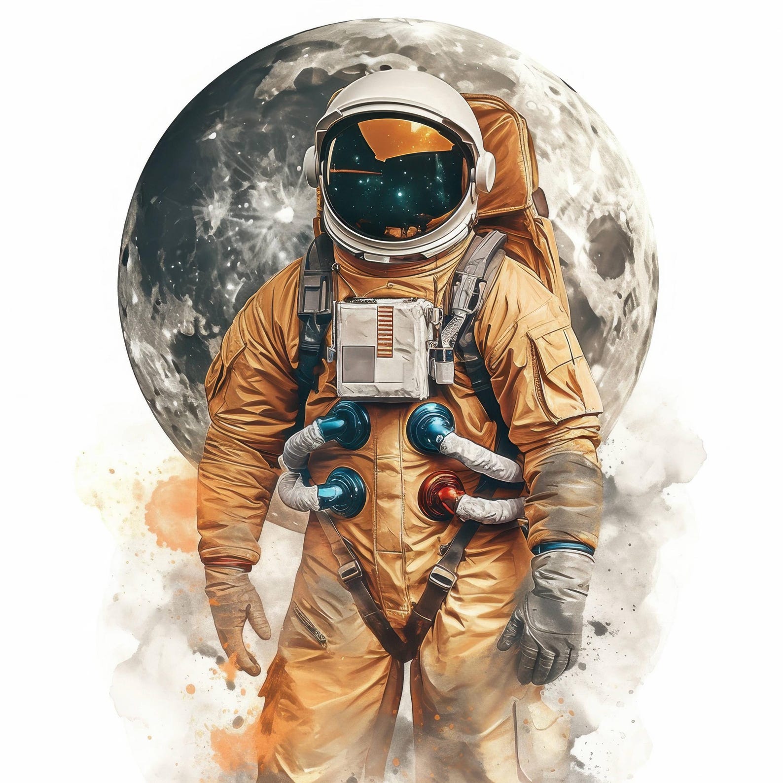12 Astronaut Hugging Moon Clipart Bundle, Space Love Illustration ...