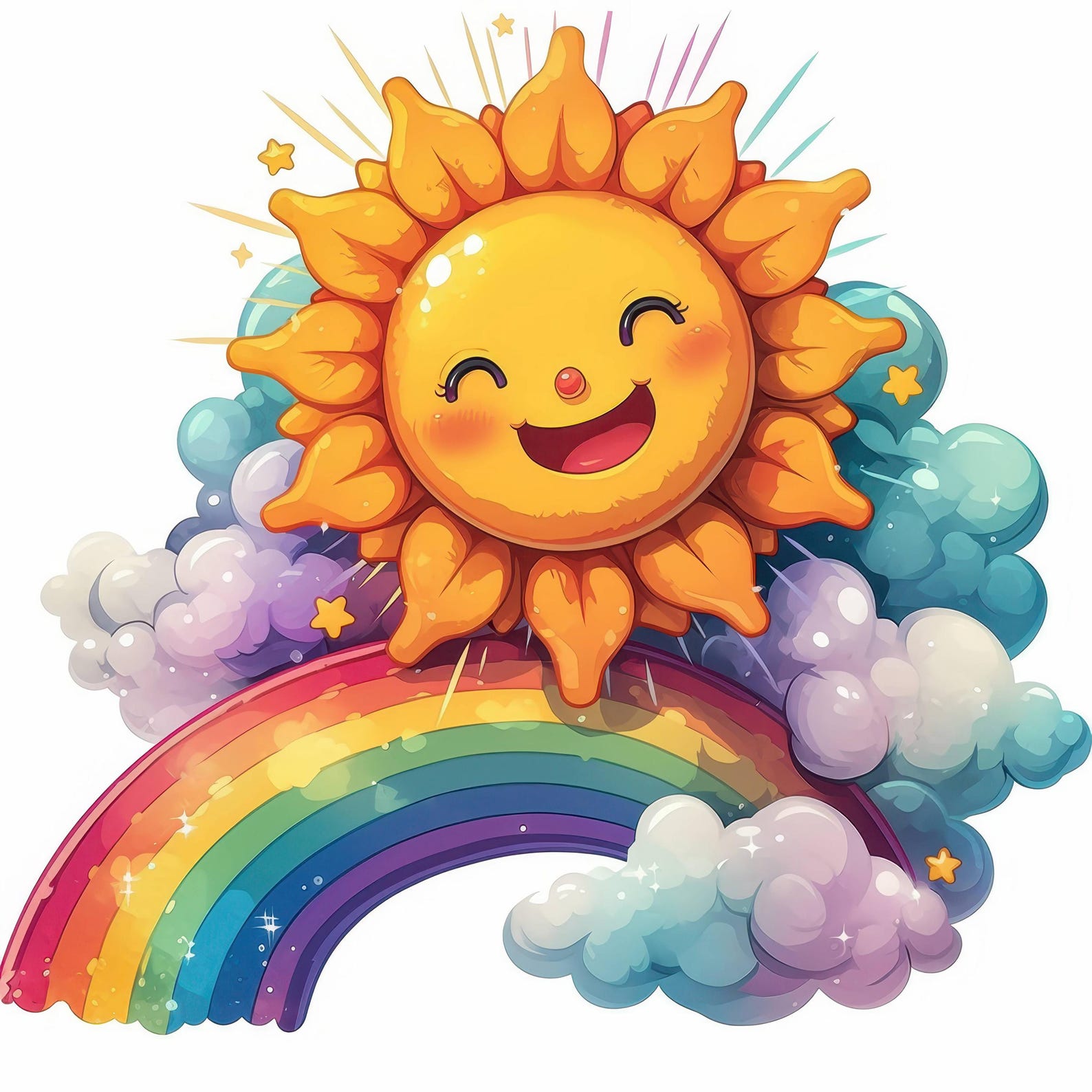10 Sun and Rainbow Clipart Bundle, Cheerful Weather Scene Illustration ...