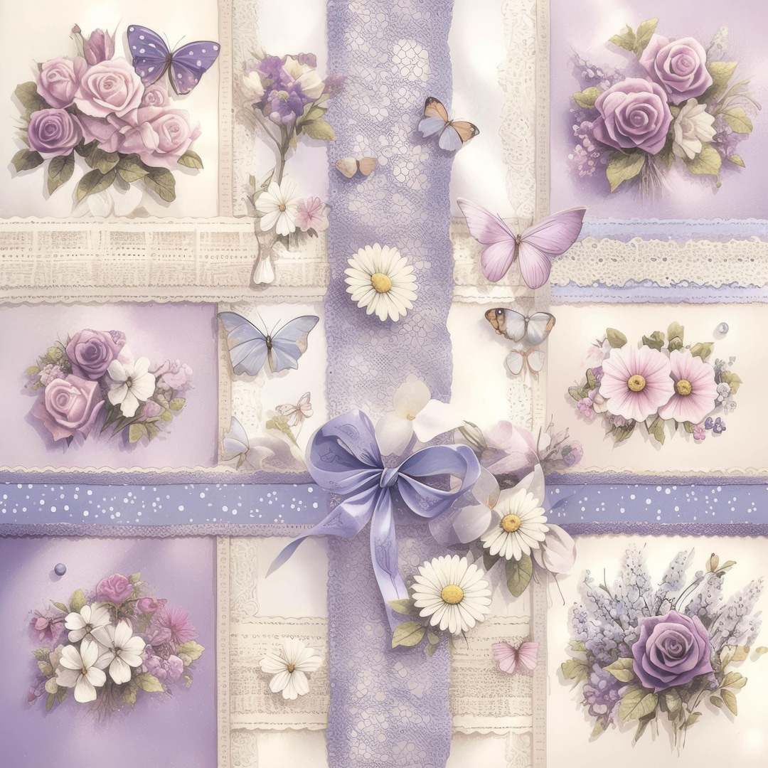 Purple Vintage Paper Clip Art Bundle 12 High Res Watercolor Jpgs for ...