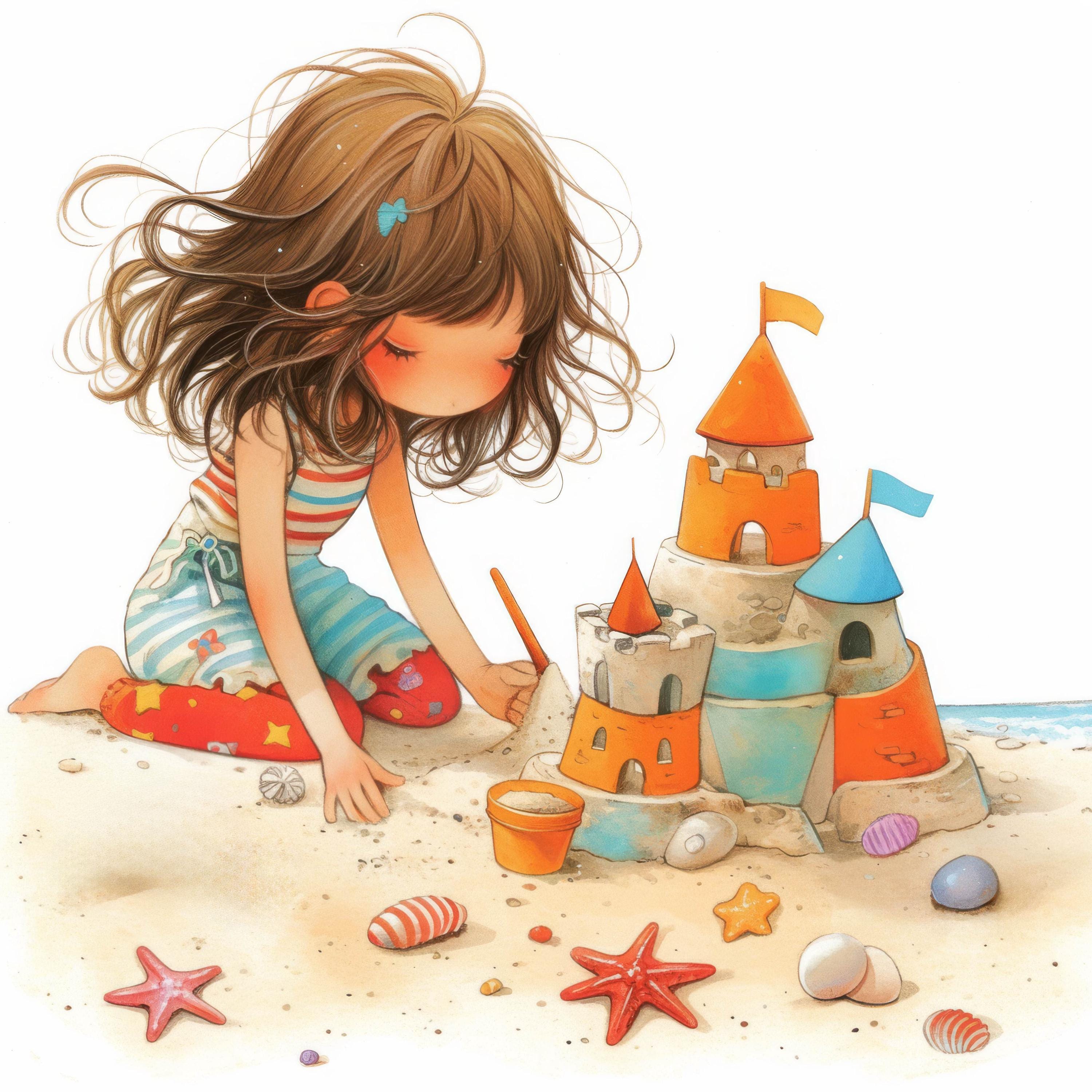 Fantasy Shoreline Castle Clip Art 11 High Res Watercolor Jpgs Junk ...