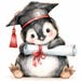 10 Graduation Penguins Clipart, Penguin With Red Scarves Illustration ...