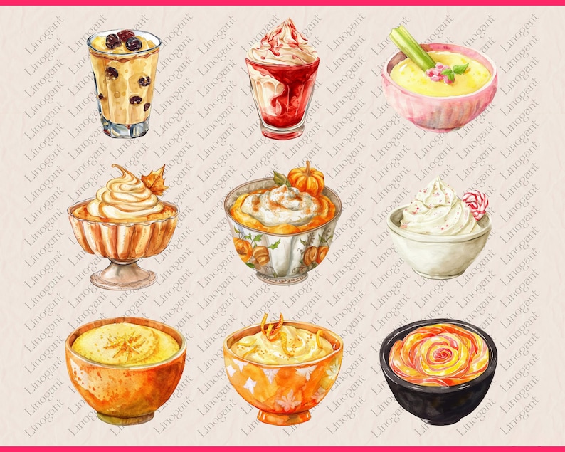 54 Custard Clipart | Sweet Illustrations | Printable Watercolor Food ...