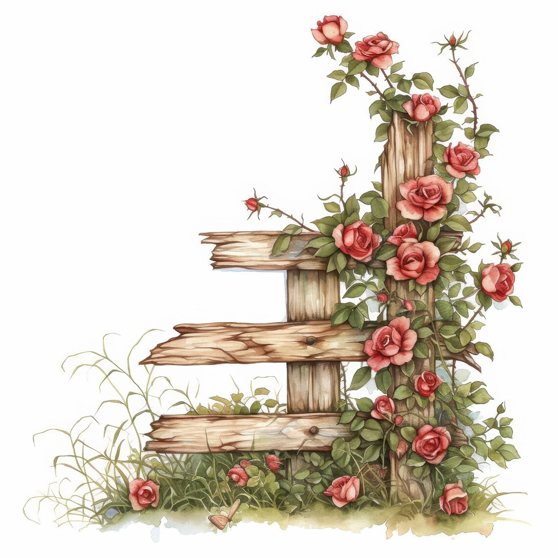 12 Rose Fence Clipart Bundle, Romantic Love Fences Illustration ...