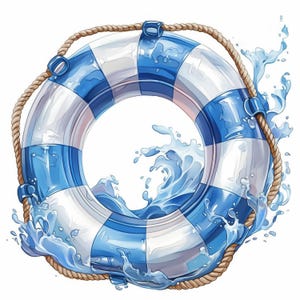 Life Buoy Clipart 10 High Res Watercolor Jpgs, Junk Journaling, Card ...