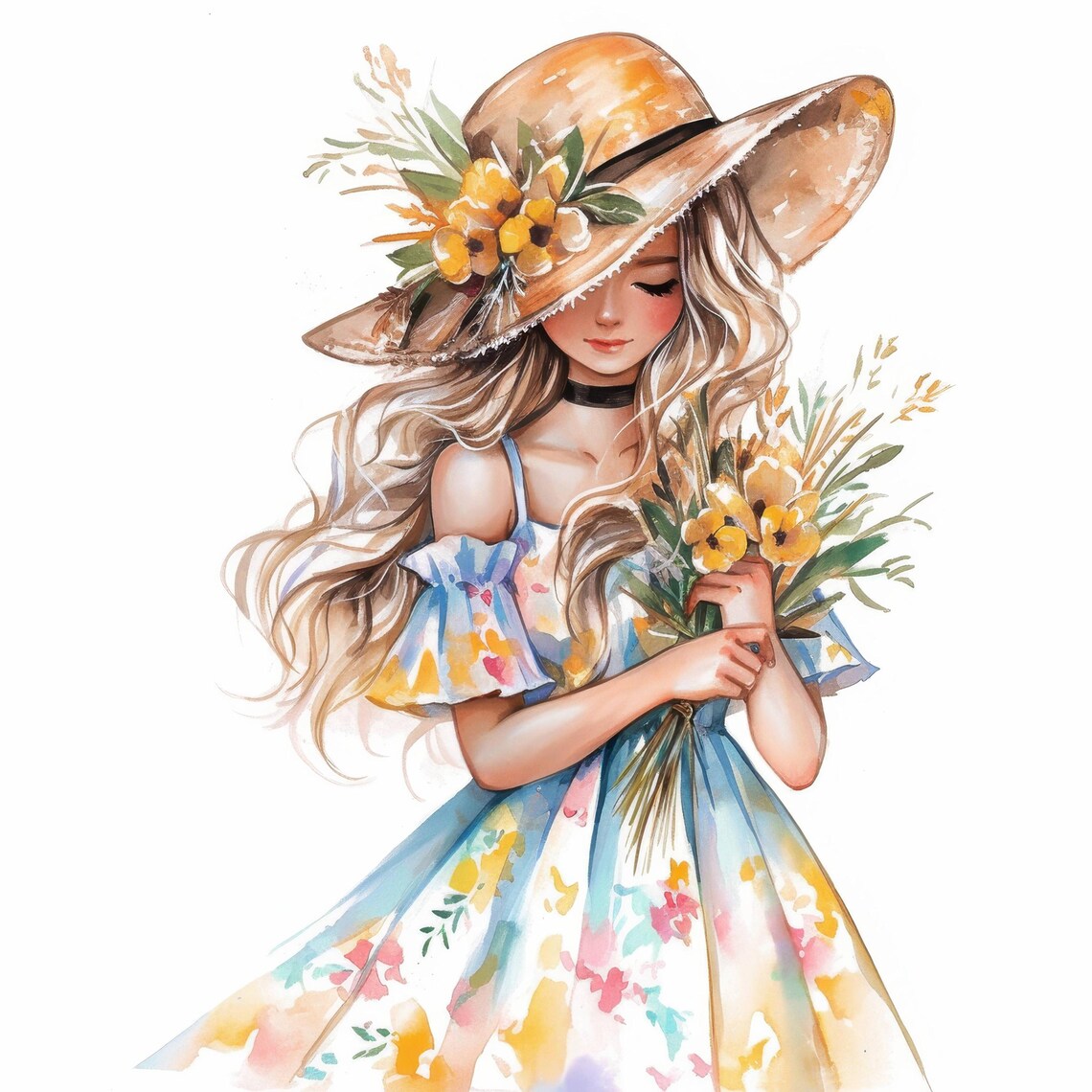 10 Summer Women Clipart Bundle, Girls in Dresses Illustration ...