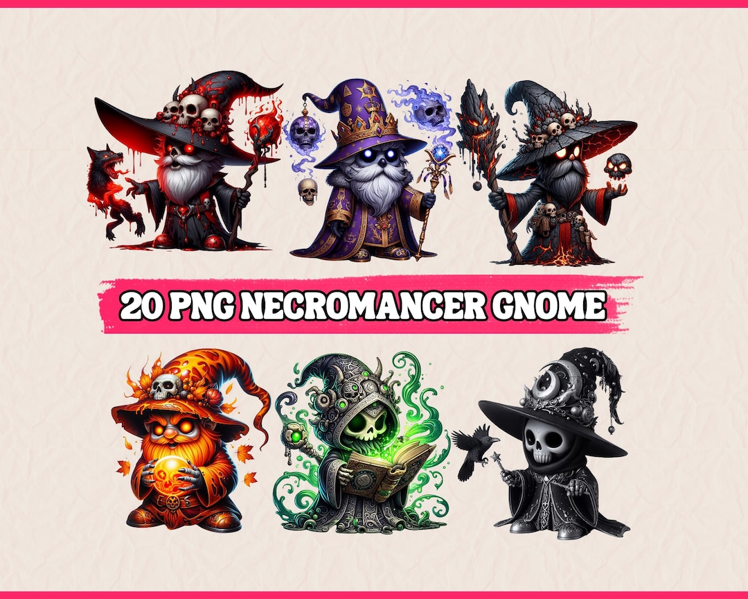 20 PNG Necromancer Gnomes With Skull Clipart, Cute Halloween Gnomes ...