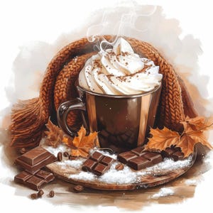 13 Cozy Fireplace Hot Chocolate Clipart Bundle, Winter Comfort ...
