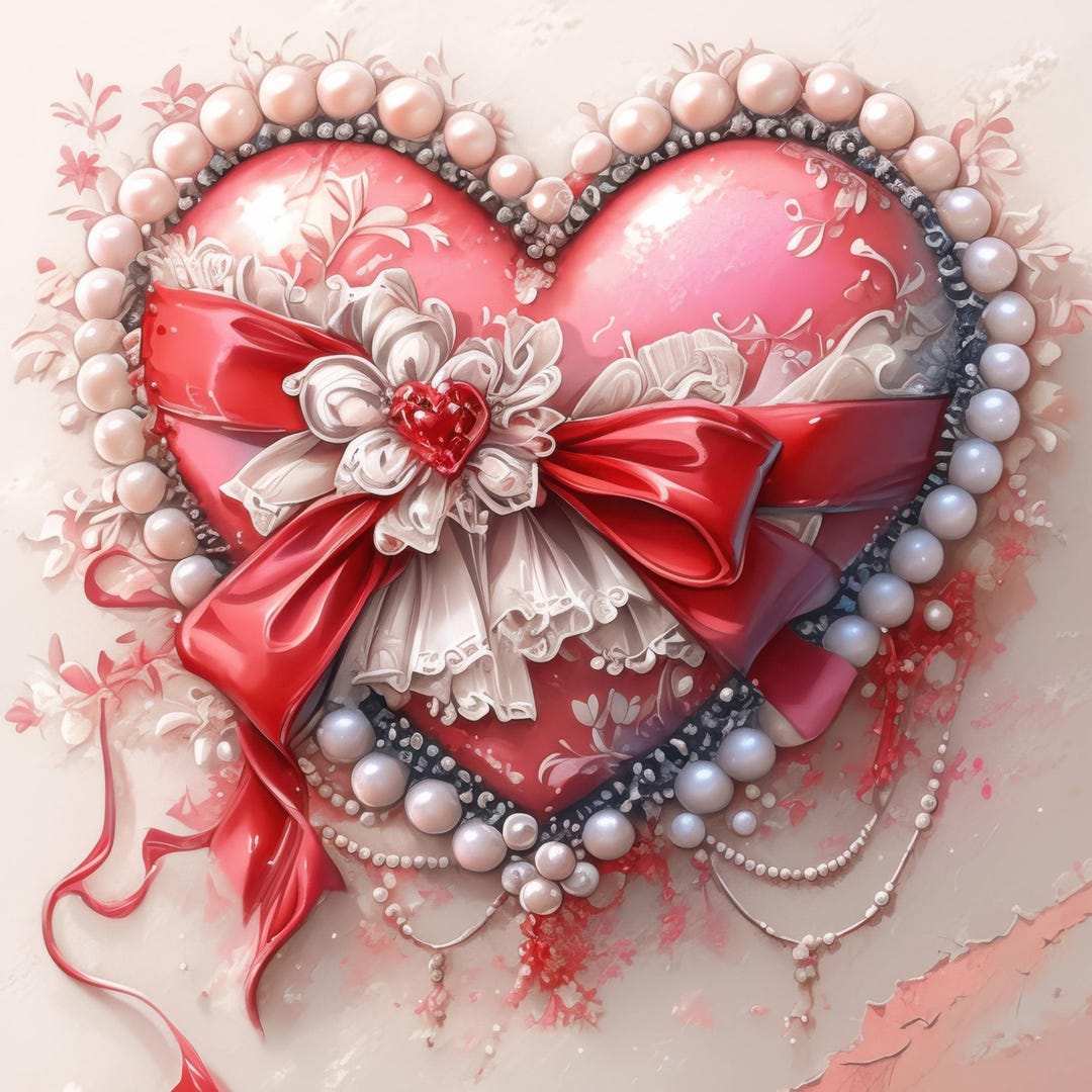 Fancy Red Heart Clip Art 14 High Res Watercolor Jpgs for Junk ...