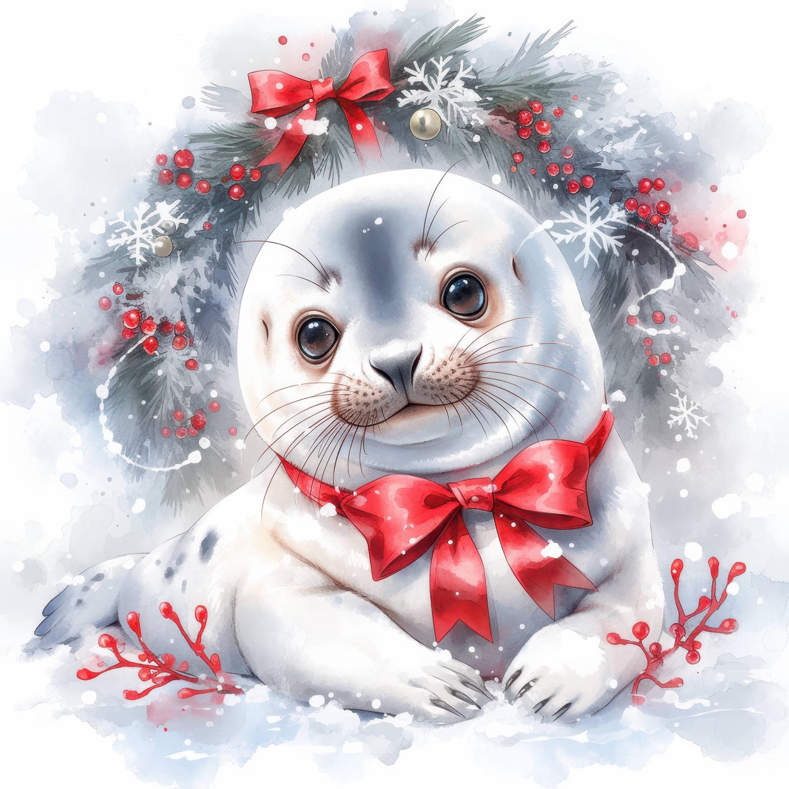 12 Cute Winter Seal Clipart Bundle, Festive Baby Seal Illustration ...