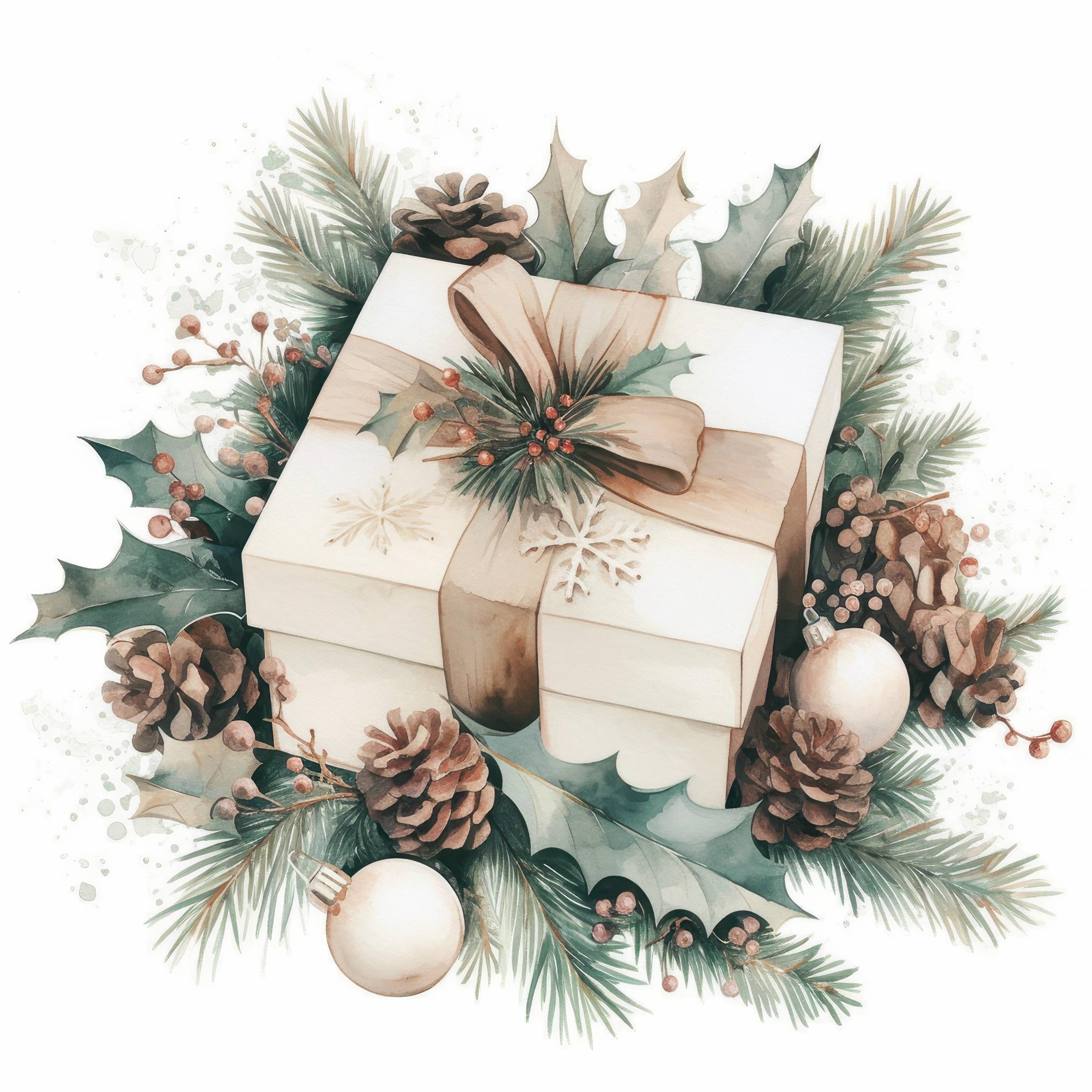 12 Gift Box Watercolor Clipart, Christmas Holiday Packaging ...