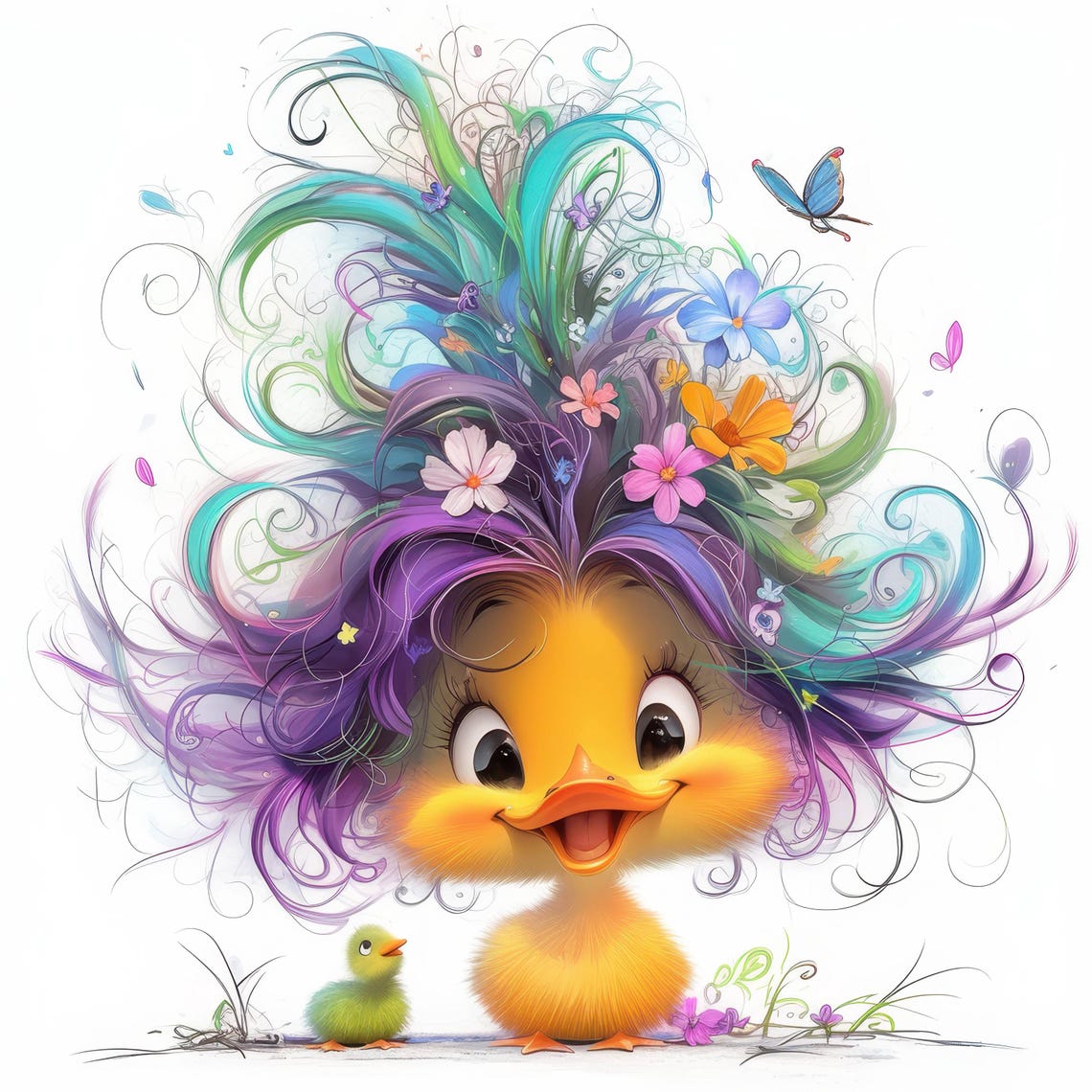 14 Frazzled Duck Clipart Bundle, Funny Farm Animal Illustration ...