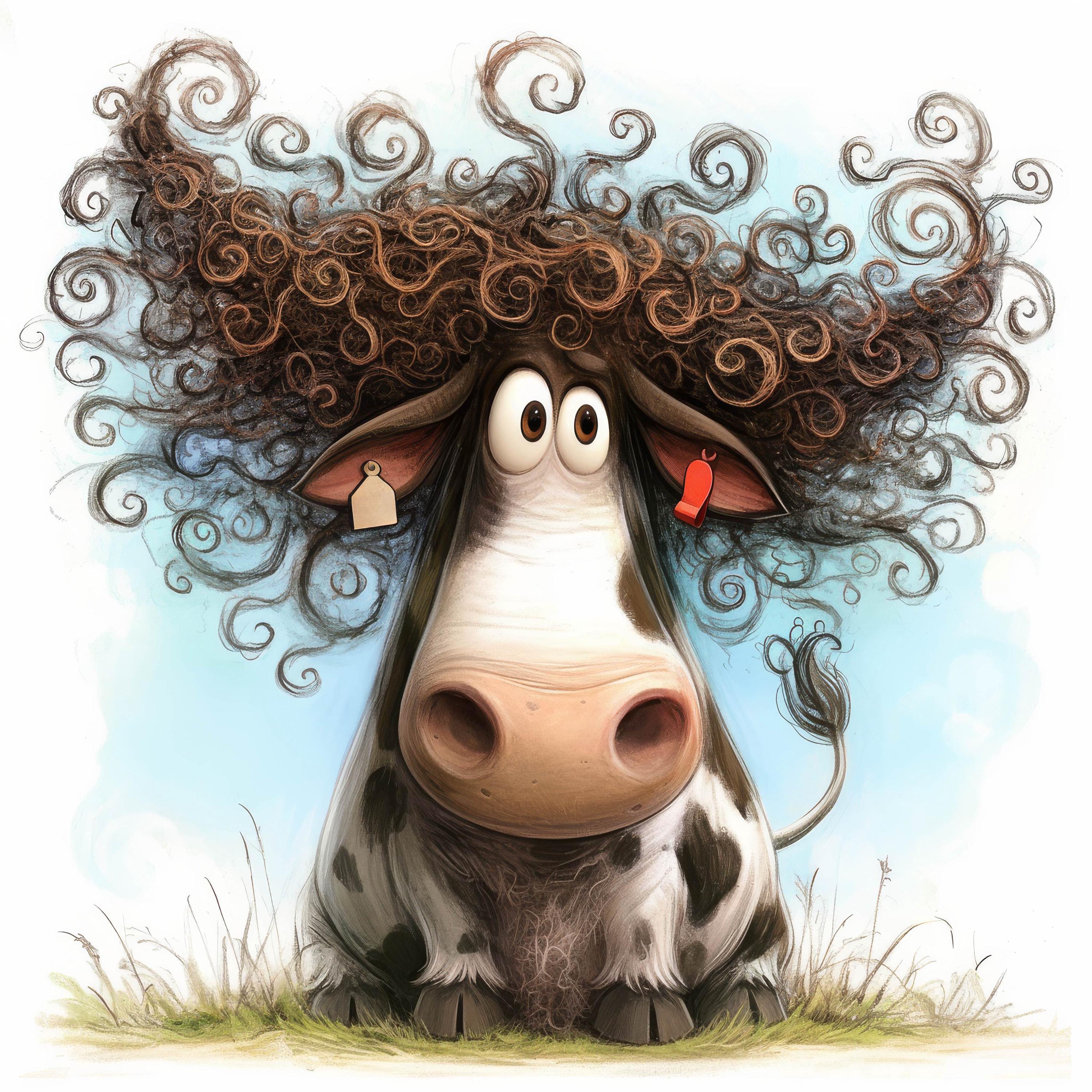 12 Quirky Cow Clipart Bundle in Watercolor Style, Unique Illustration ...