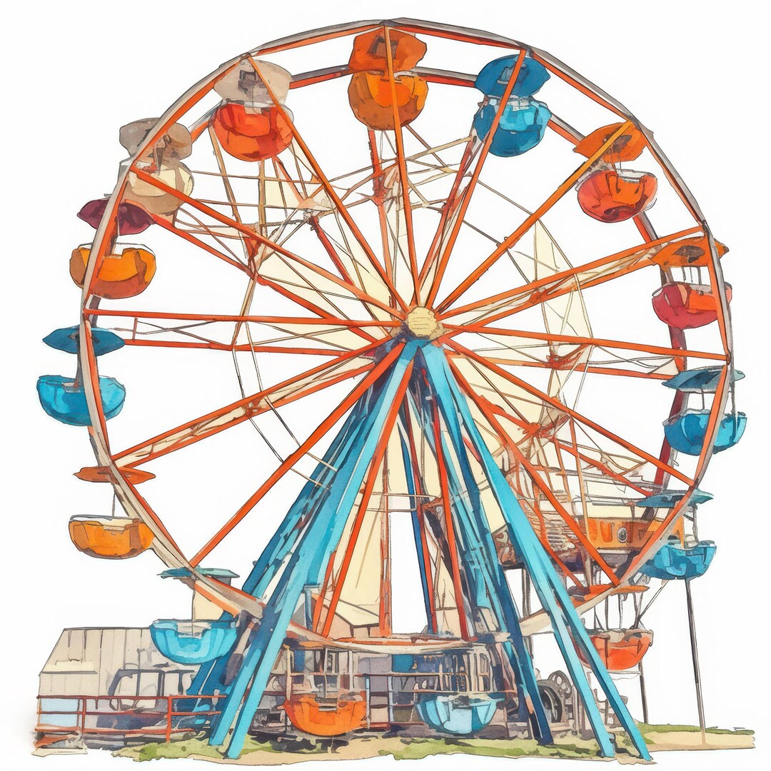 13 Ferris Wheel at Country Carnival Clipart Bundle, Amusement Fair ...