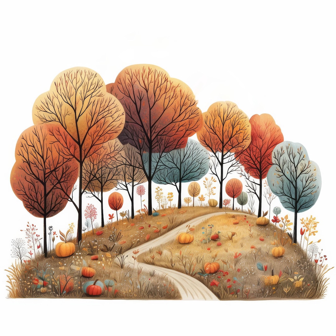Whimsical Fall Forest Clip Art 11 High Res Watercolor Jpgs for Junk ...