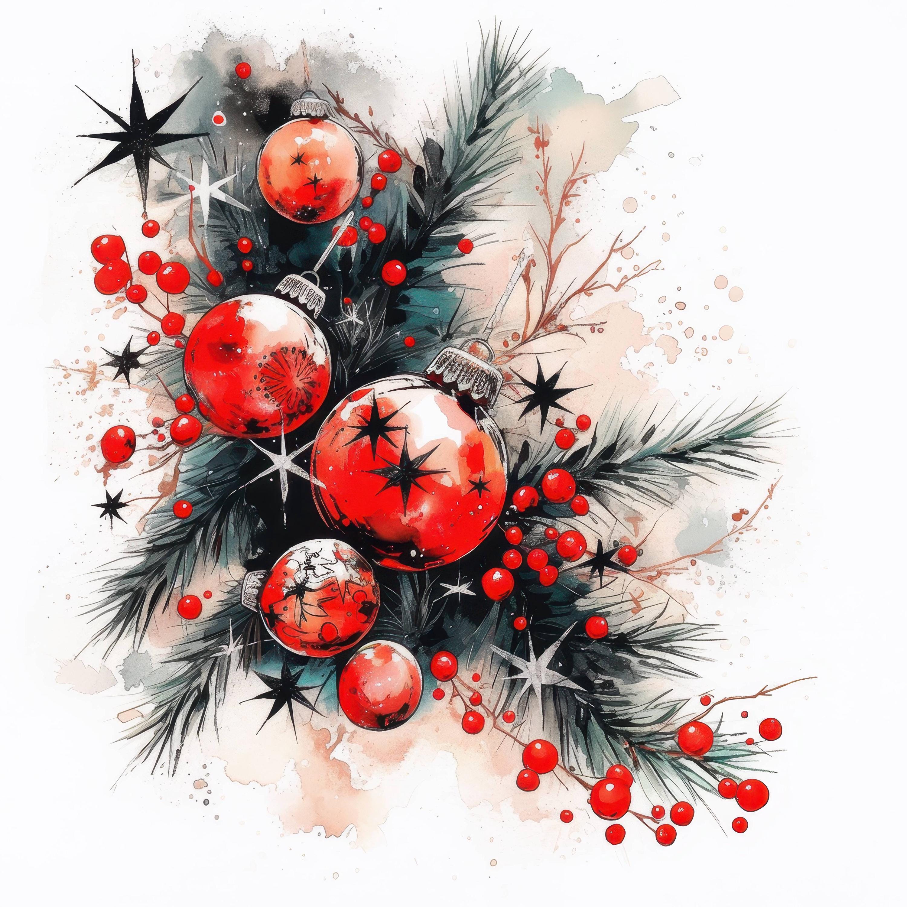13 Christmas Card Clipart Bundle, Red and Blue Holiday Design ...