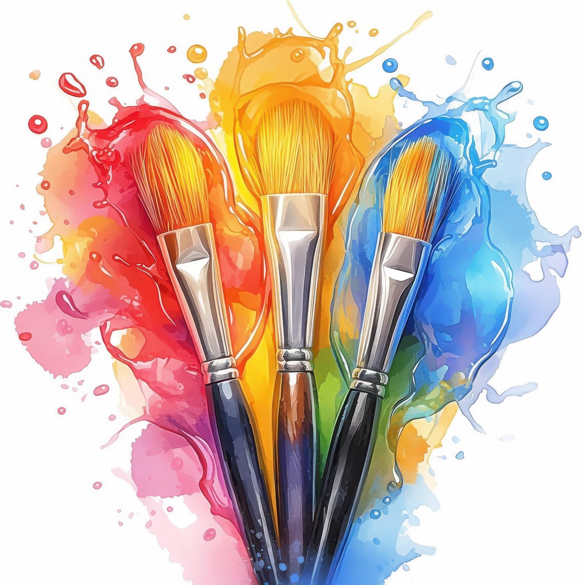18 Paint Brushes Clipart Bundle, Artistic Watercolor Tools Illustration ...