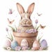 10 Easter Bunny in Pot Clipart Bundle, Cute Baby Rabbit Illustration ...