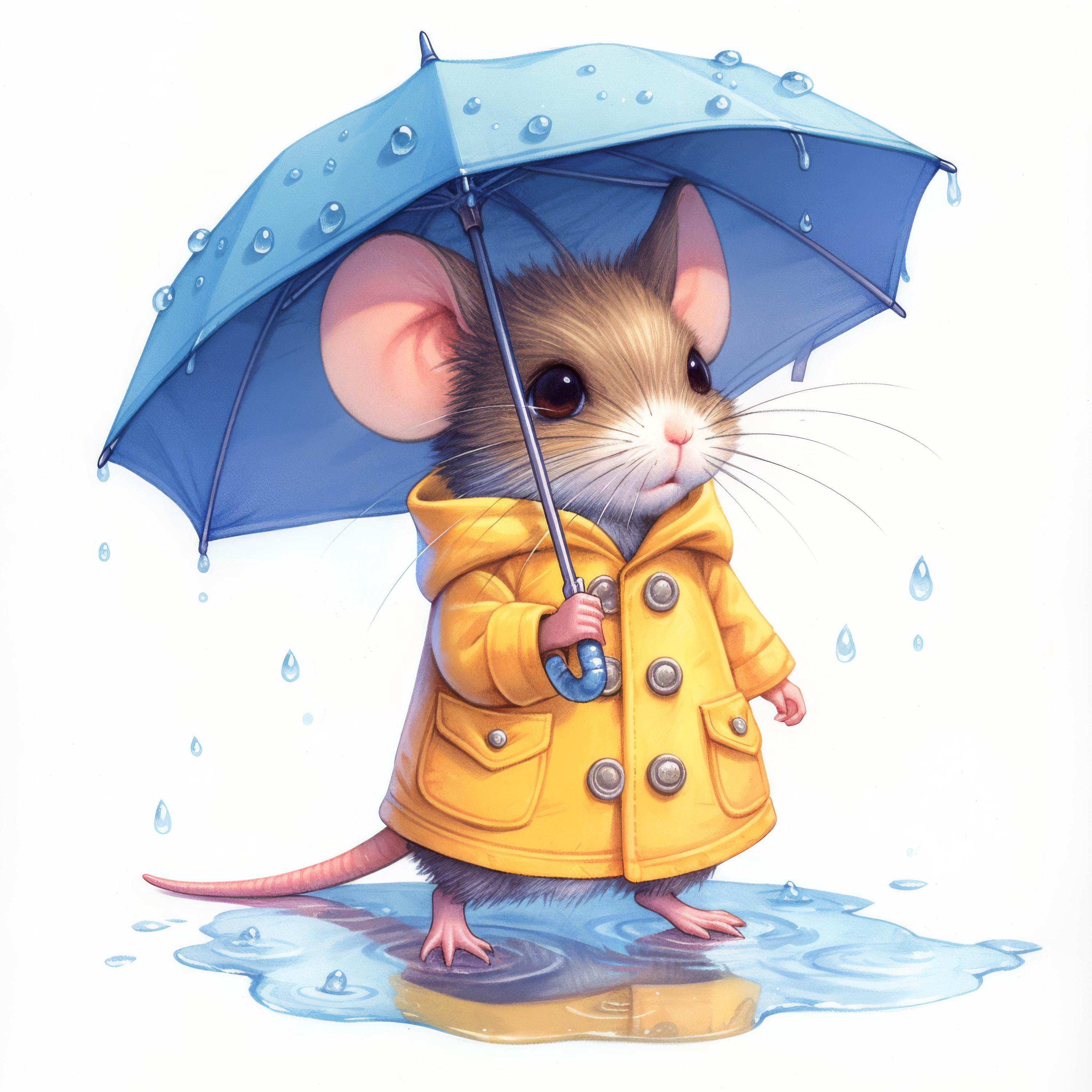 Mouse in the Rain Clip Art 10 High Res Watercolor Jpgs for Junk ...