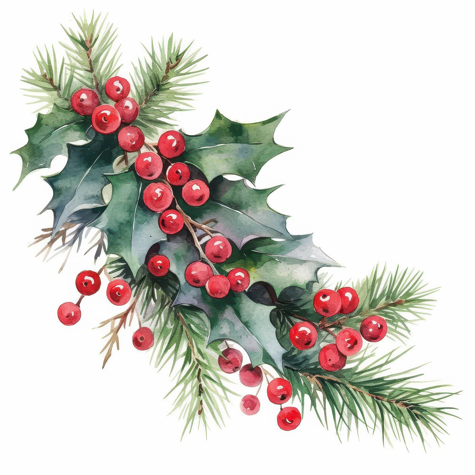 12 Evergreen Christmas Decor Clipart Bundle, Ornaments Illustration ...