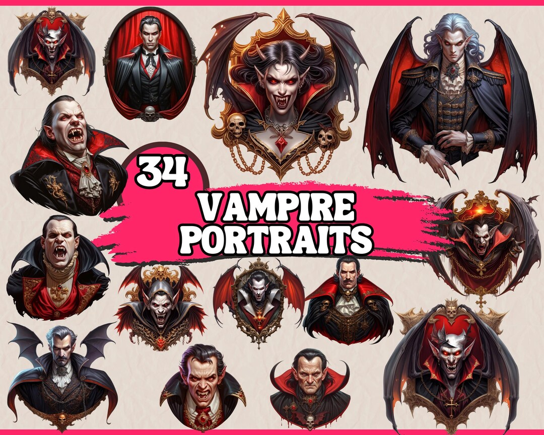 34 PNG Vampire Portraits Clipart, Wild Vampire Face, Halloween Vampire ...