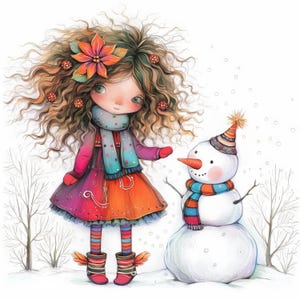 Whimsical Snowman Clip Art 12 High Res Watercolor Jpgs for Junk ...