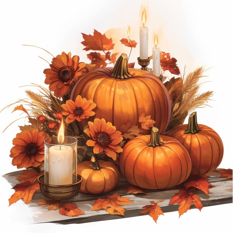 15 Fall Thanksgiving Clipart Bundle, Seasonal Autumn Harvest ...