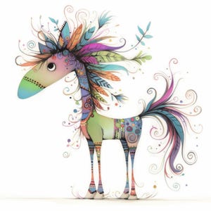 Quirky Spring Horse Clip Art 11 High Res Watercolor Jpgs Junk Journals ...