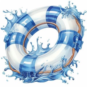 Life Buoy Clipart 10 High Res Watercolor Jpgs, Junk Journaling, Card ...