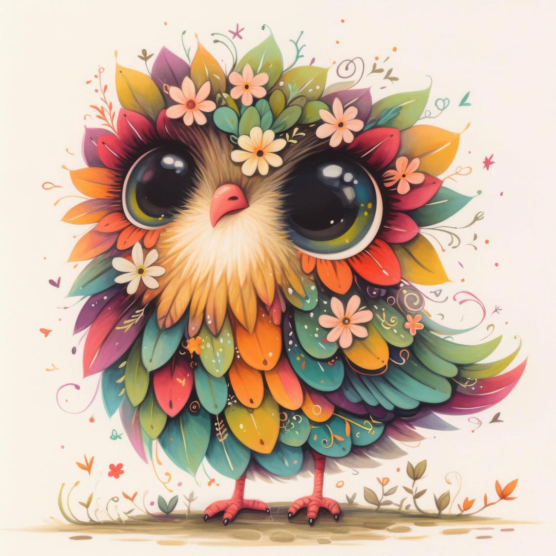 Cartoon Floral Birds Clipart 10 High Res Watercolor Jpgs Junk Journals ...