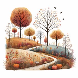 Rustic Fall Trees Clip Art 10 High Res Watercolor Jpgs for Junk ...