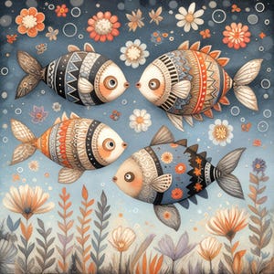 Calico Undersea Digital Paper Clip Art 13 High Res Watercolor Jpgs Junk ...