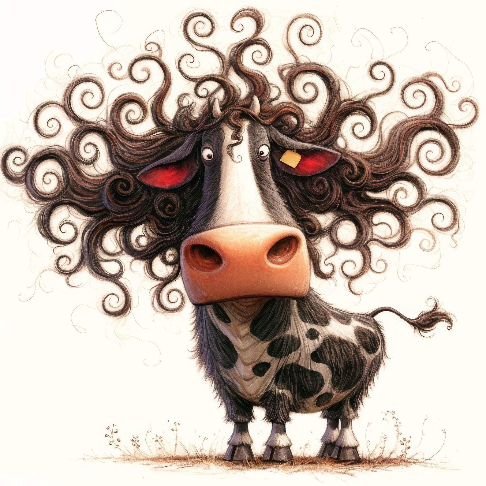 12 Quirky Cow Clipart Bundle in Watercolor Style, Unique Illustration ...