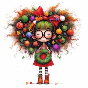 Quirky Wreath Girl Clip Art 10 High Res Watercolor Jpgs Junk Journals ...