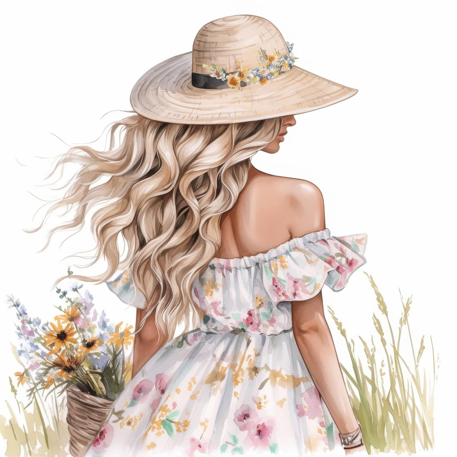10 Summer Women Clipart Bundle, Girls in Dresses Illustration ...