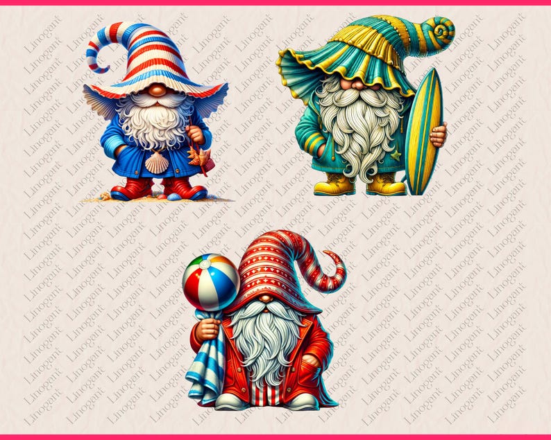 15 PNG Beach Gnomes Clipart, Cute Gnome, Summer Gnome, Gnome Bundle ...