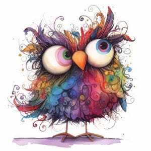 Frazzled Bird Clip Art 13 High Res Watercolor Jpgs for Junk Journaling ...
