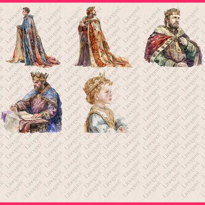 Watercolor Medieval Prince Clipart Bundle, Noble People History Clip ...