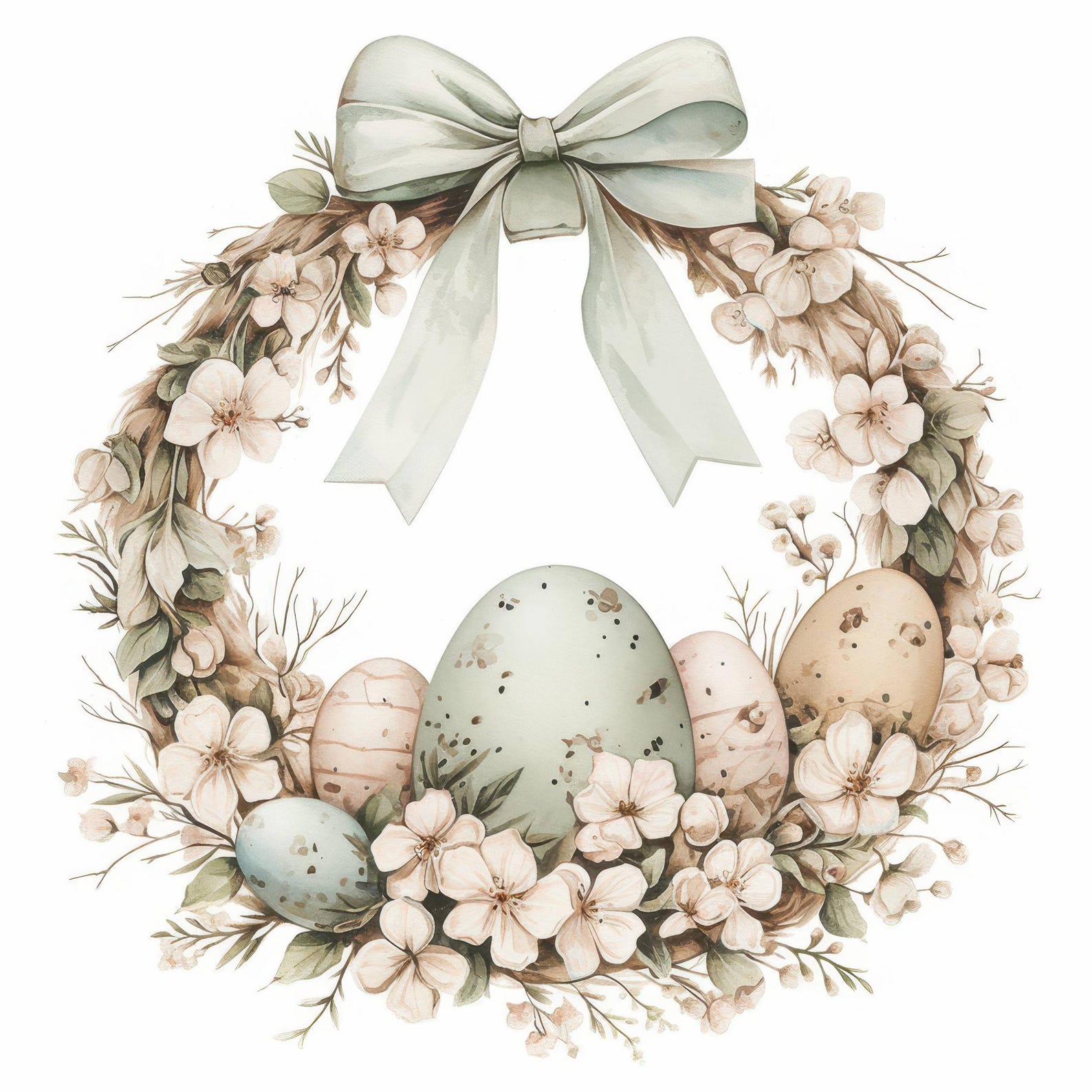 16 Floral Easter Egg Clipart Bundle, Egg With Flowers Illustration ...