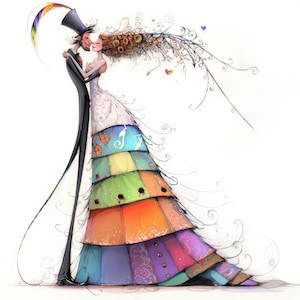 Quirky Romantic Couple Clip Art 12 High Res Watercolor Jpgs Junk ...