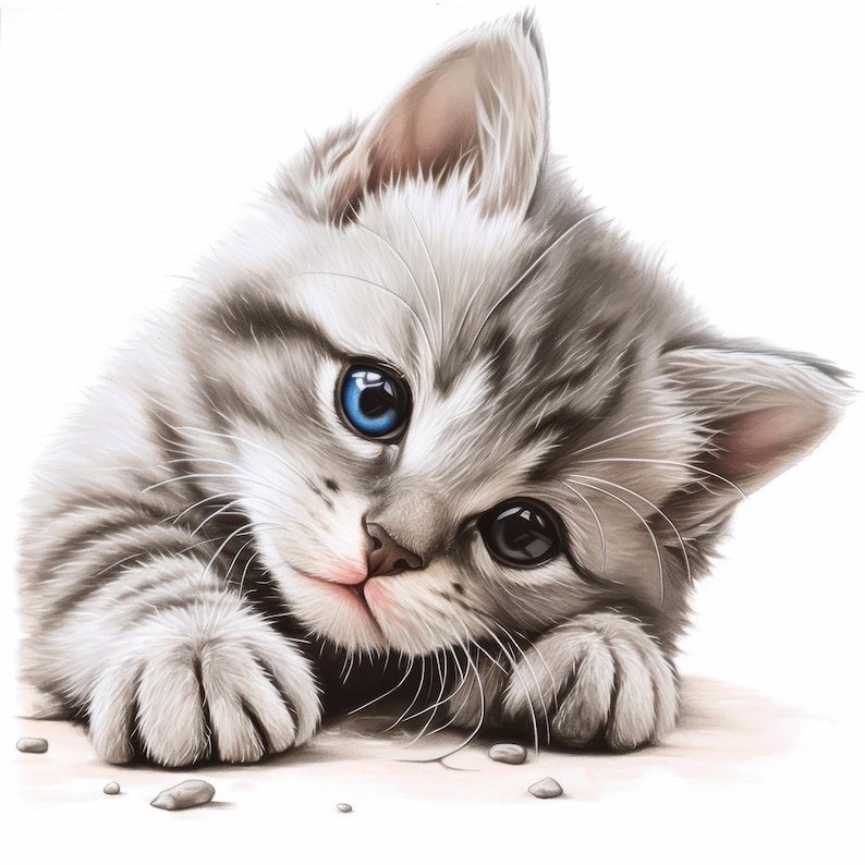 10 Cute Kitten Clipart Bundle, Playful Cat Illustration, Printable ...