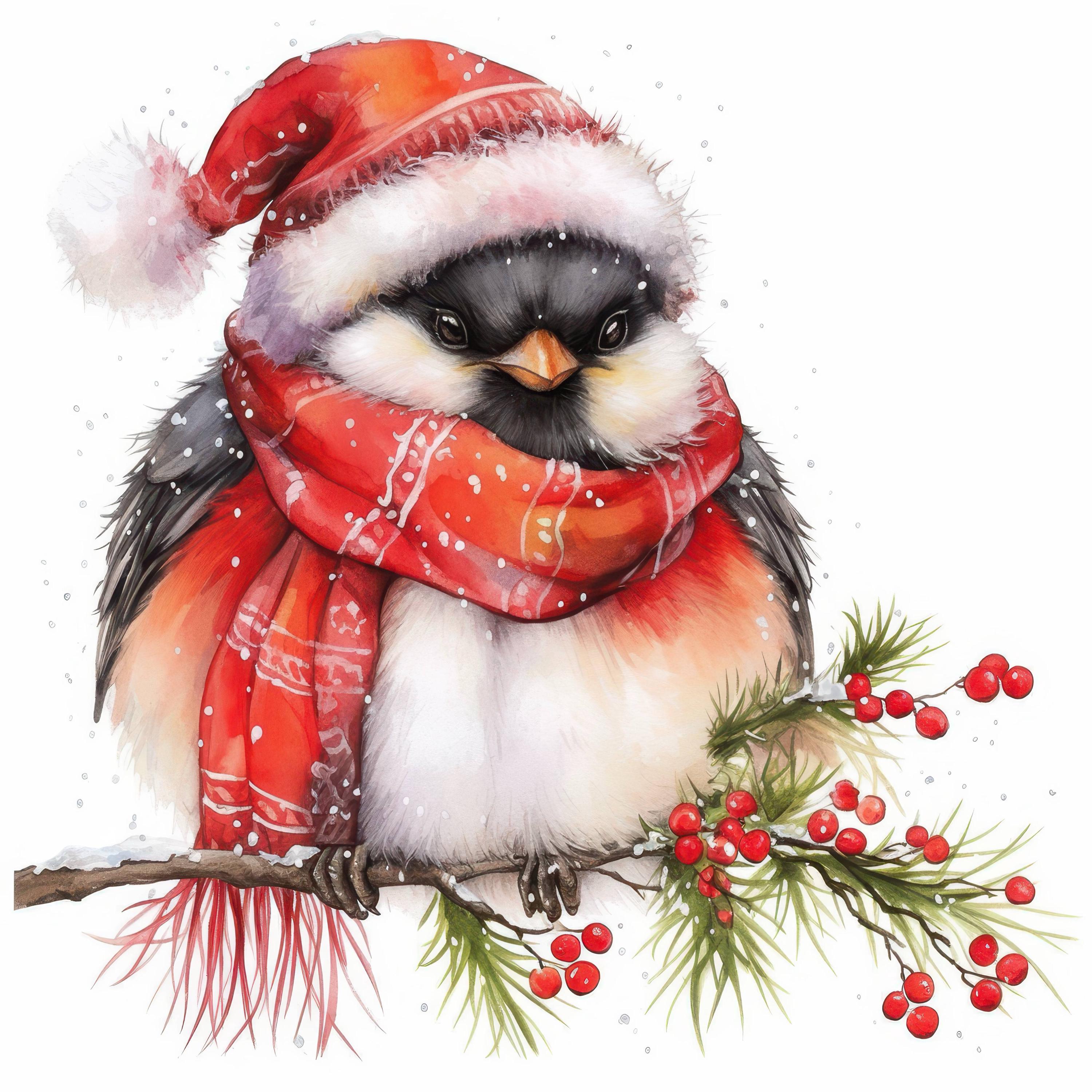 12 Festive Cardinal Clipart Bundle, Red Winter Bird Illustration ...