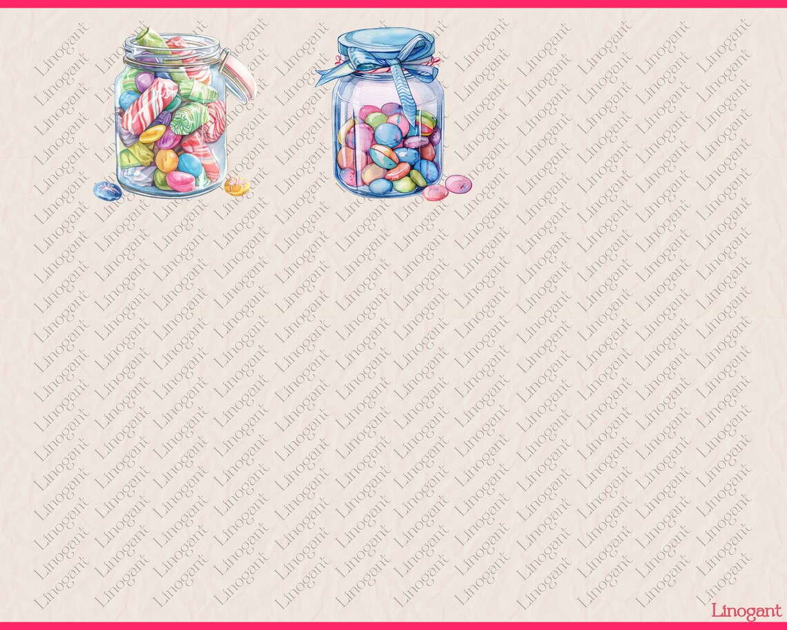 Watercolor Jar With Candies Clipart Bundle, Sweet Dessert Food Clip Art ...