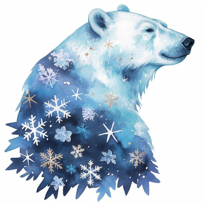 10 Polar Bear Clipart Bundle, Arctic Winter Animal Illustration ...