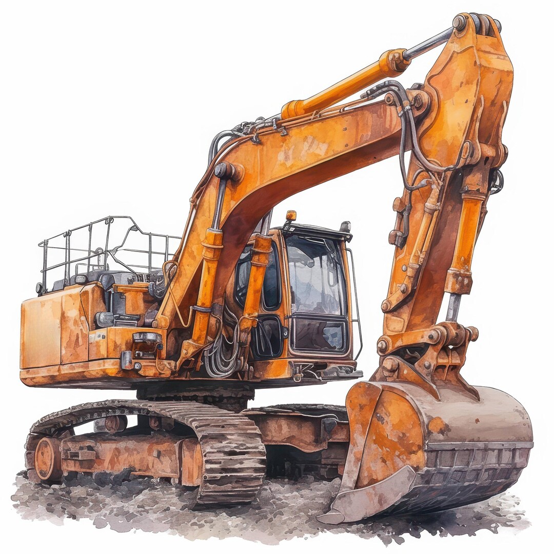 17 Excavator Construction Clipart Bundle, Heavy Machinery Illustration ...