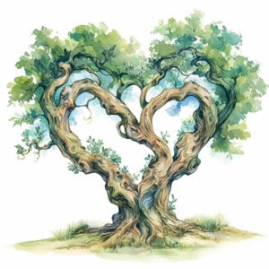 10 Tree of Love Clipart Bundle, Magical Heart Tree Illustration ...