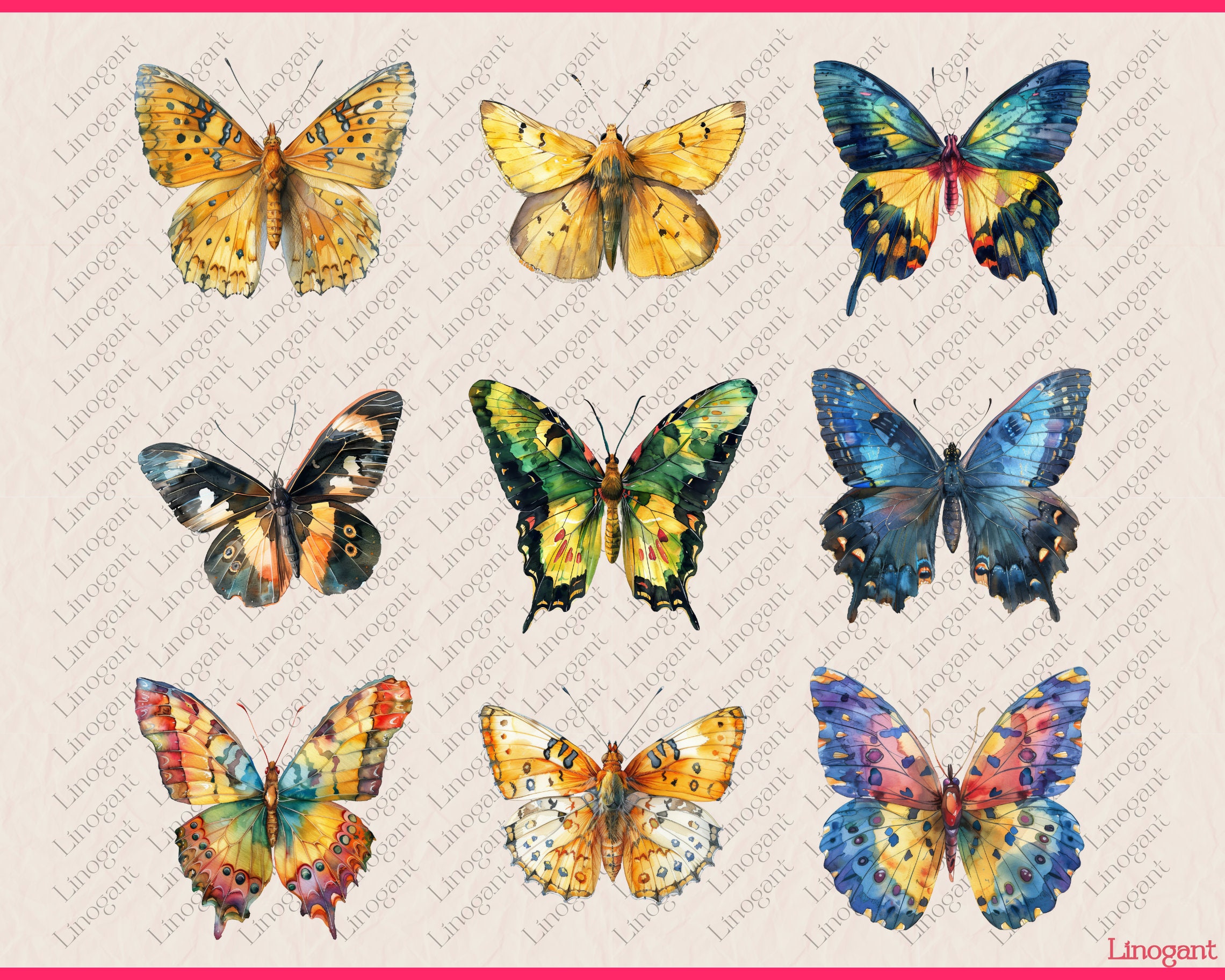 Watercolor Butterflies Clipart Bundle, Colorful Butterfly Clip Art Set ...