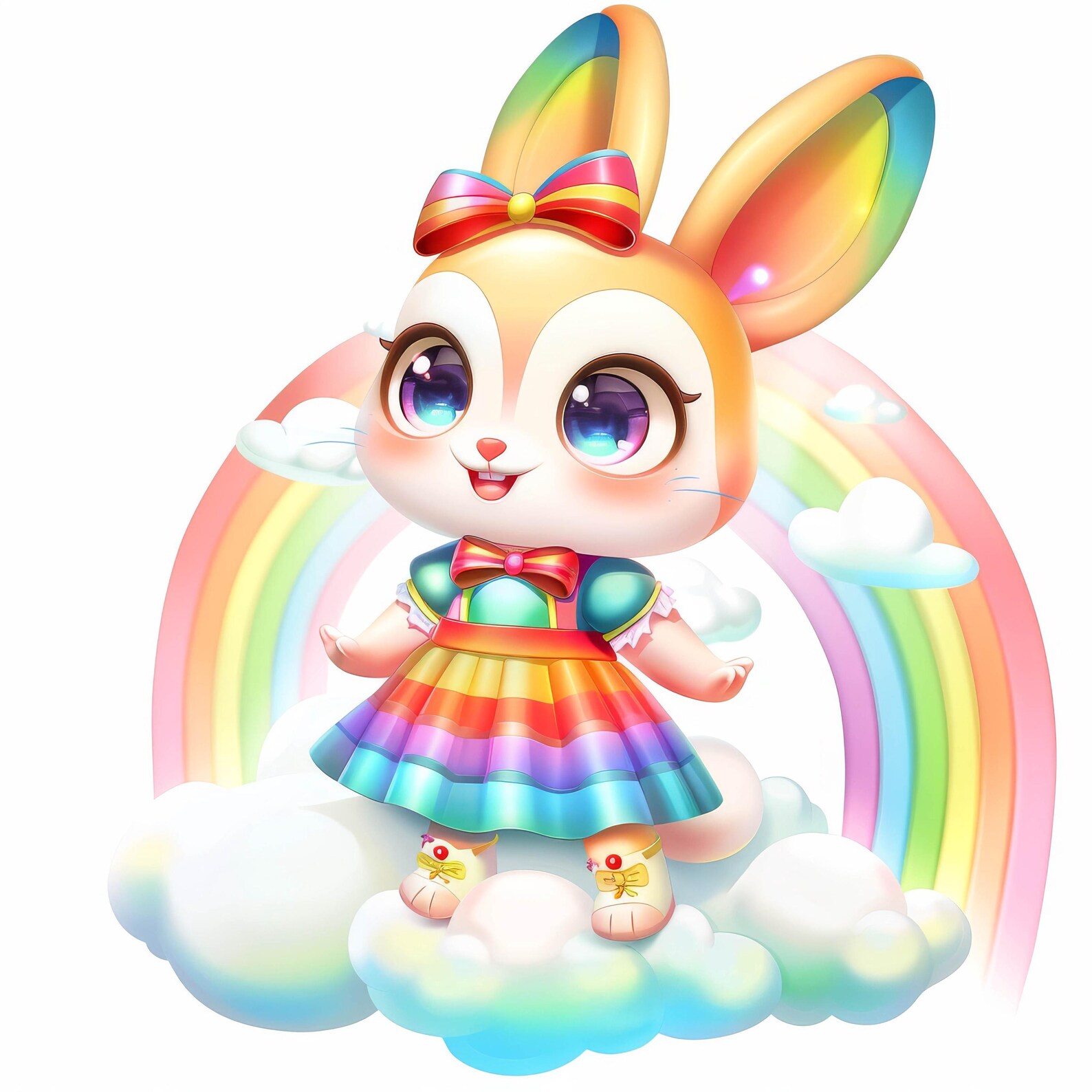 Rainbow Rabbit Clip Art 10 High Res Watercolor Jpgs for Junk Journaling ...