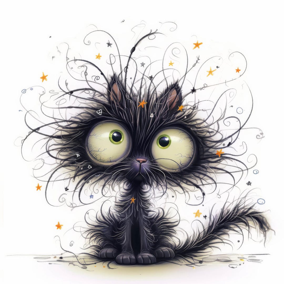 Frazzled Cat #2 Clip Art 15 High Res Watercolor Jpgs for Junk ...