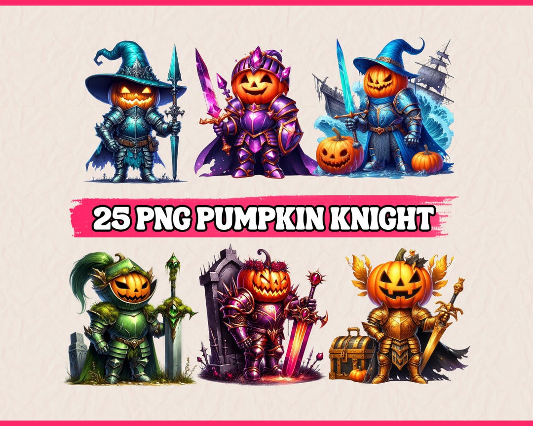25 PNG Pumpkin Knight Clipart, Cute Halloween Warrior With Pumpkin Head ...