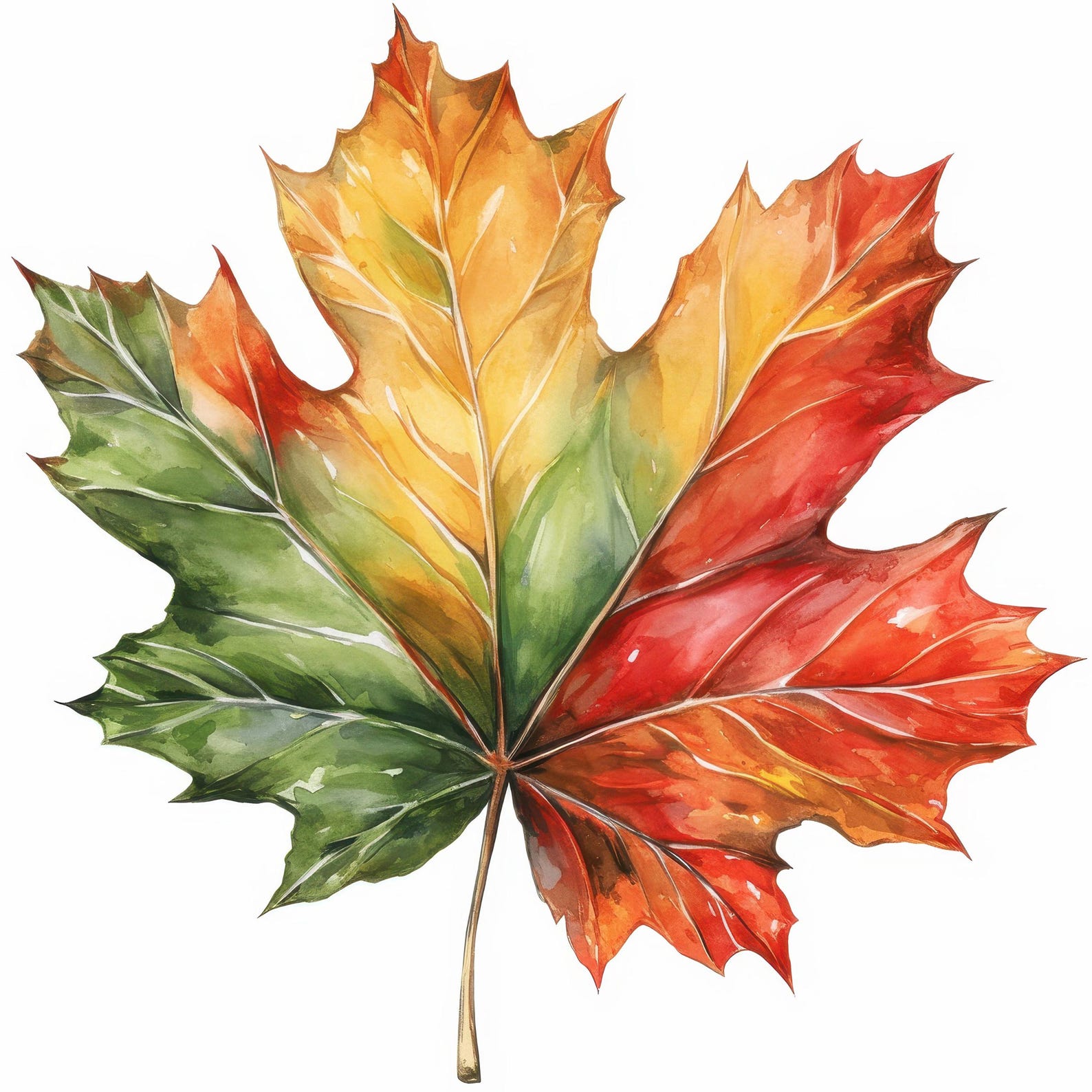 14 Fall Leaves Clipart Bundle, Autumn Maple Leaves Illustration ...